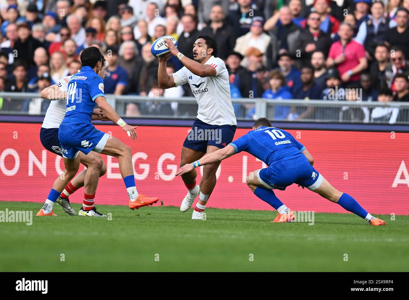 Yoram Moefana of France in action during the Guinness Six Nations 2025 match between Italy and ...
