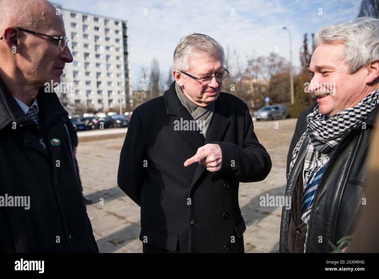 The Russia's ambassador to Poland, Sergey Andreev is seen at the Soviet soldiers cemetery ...