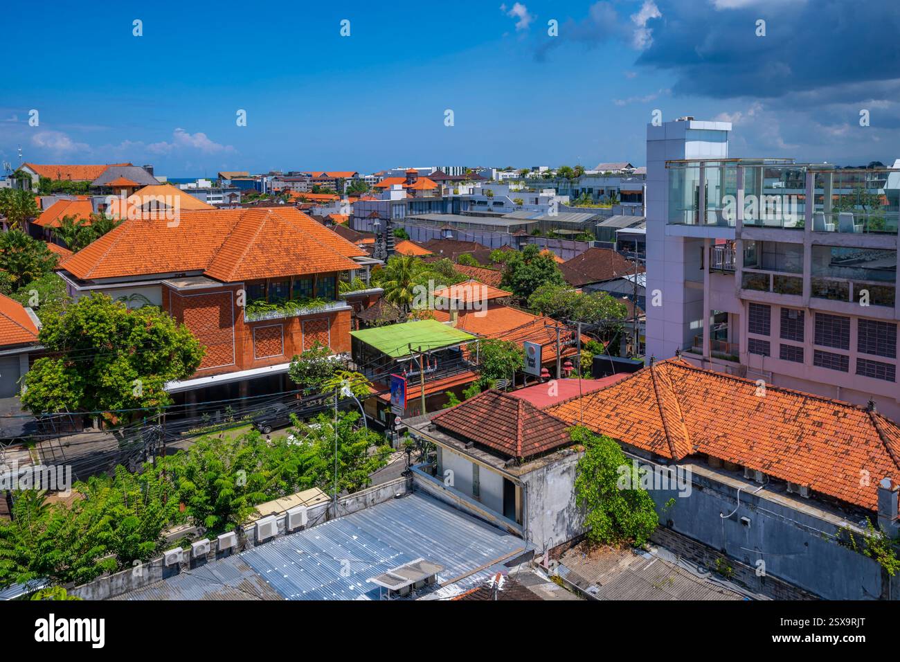 View of Kuta from hotel rooftop, Kuta, Bali, Indonesia, South East Asia ...