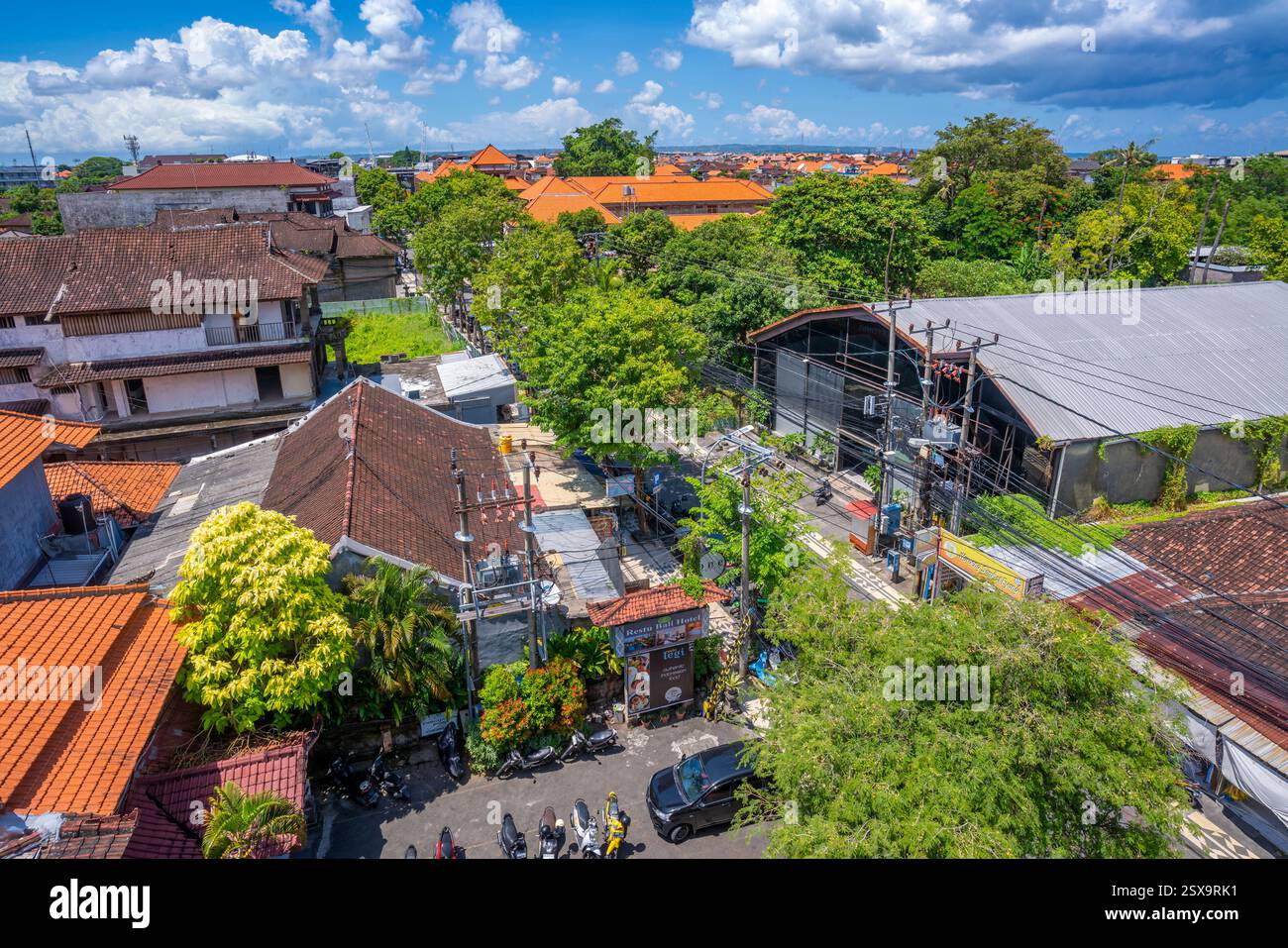View of Kuta from hotel rooftop, Kuta, Bali, Indonesia, South East Asia ...
