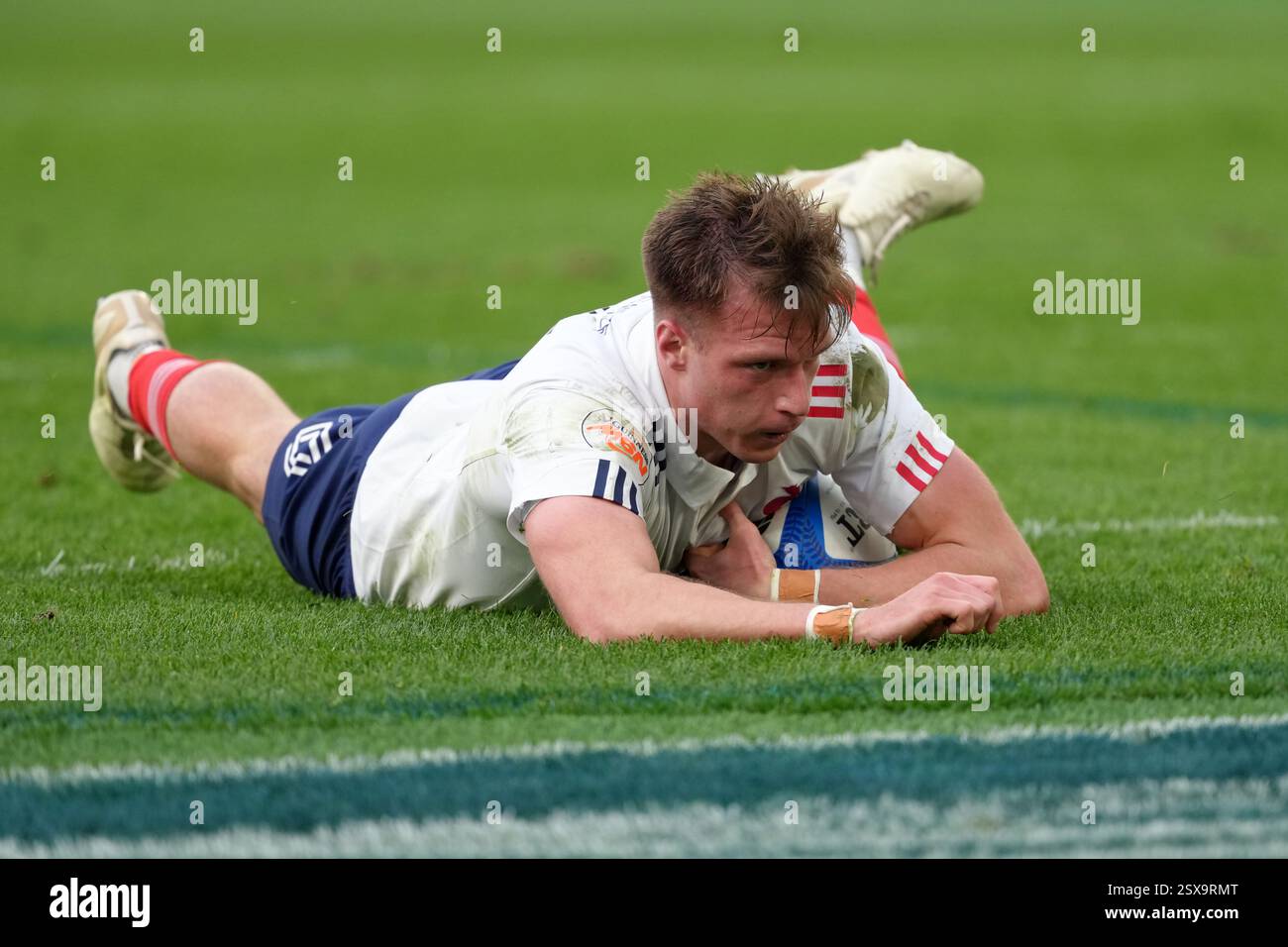 Rome, Italy. 23rd Feb, 2025. Try of Leo Barre of France during the Six ...