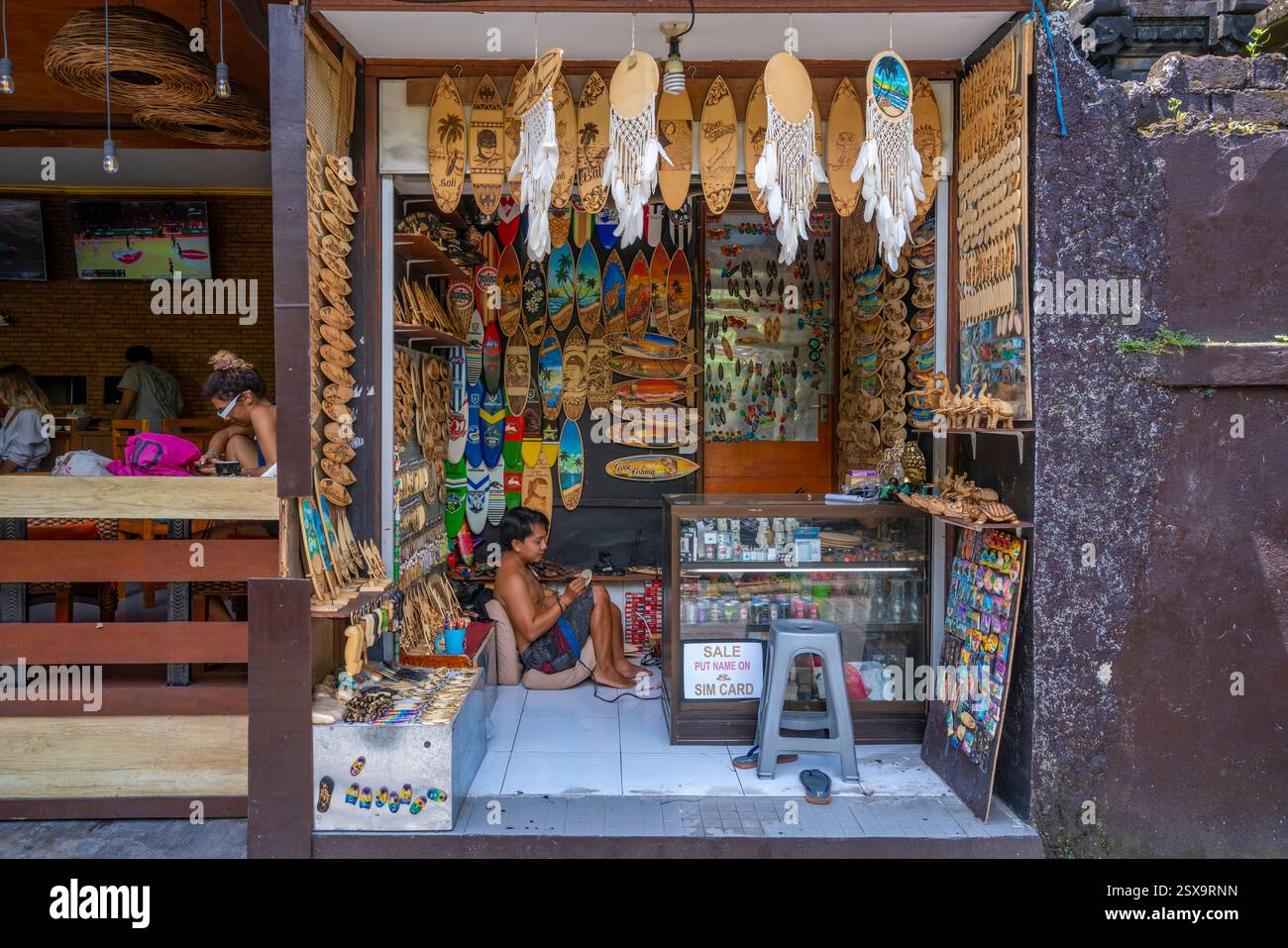 View of roadside shop and on street in Kuta, Kuta, Bali, Indonesia ...
