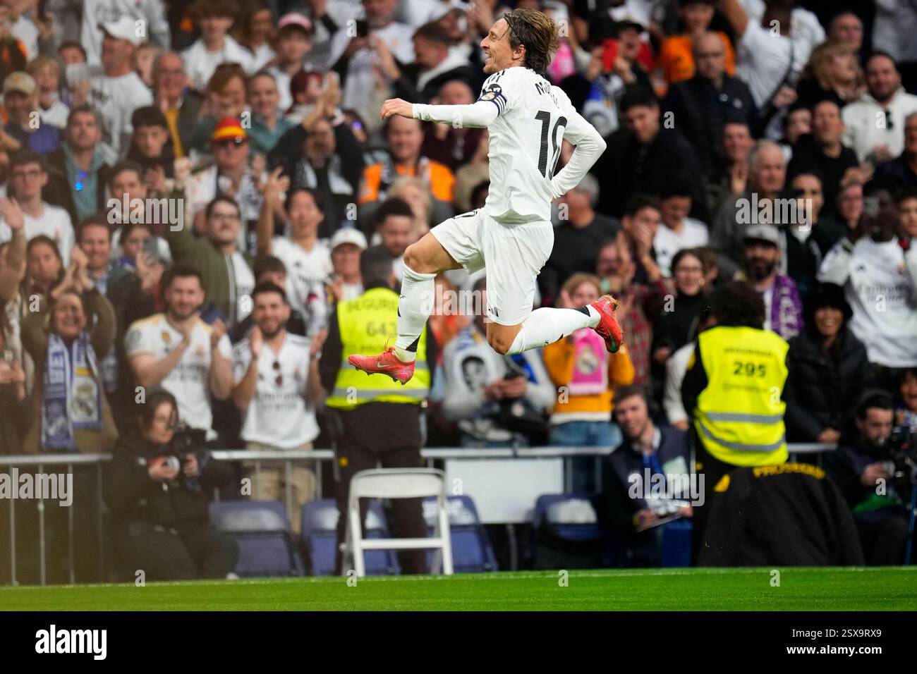 Real Madrid's Luka Modric celebrates after scoring the opening goal ...