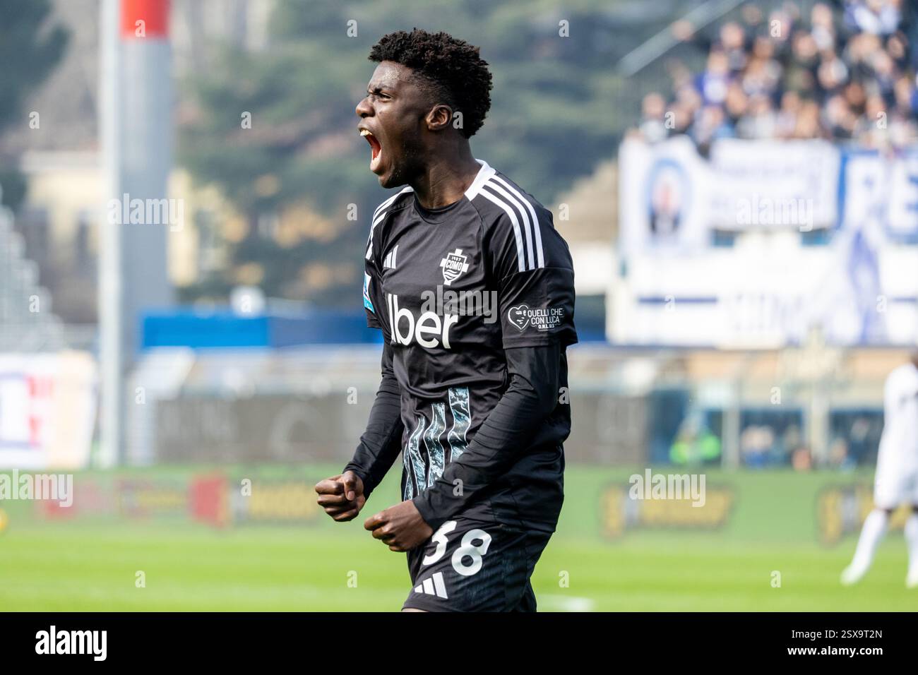 Como, Italy. 23rd Feb, 2025. Diao Diaoune Como celebrates after goal 1 ...