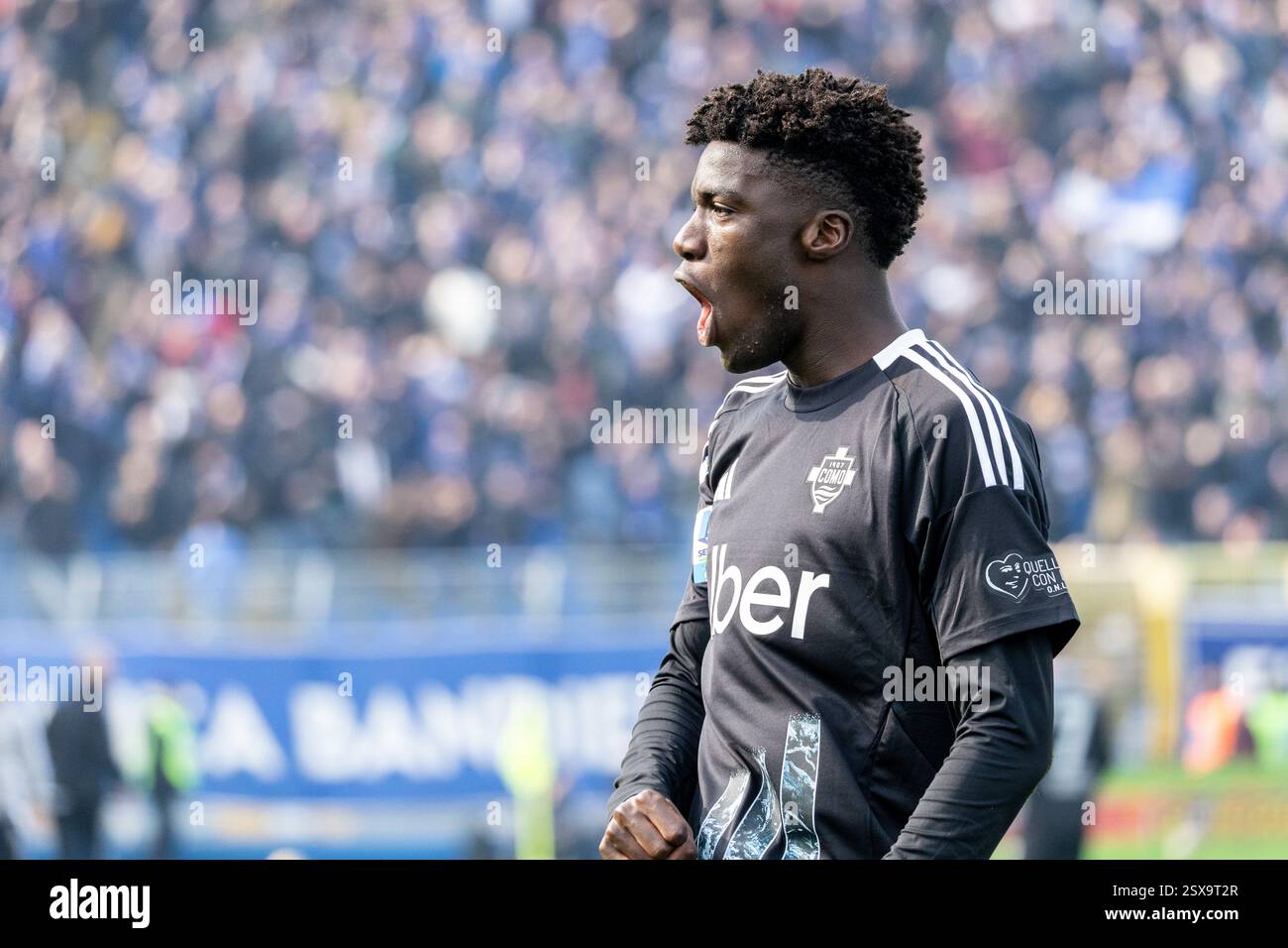 Como, Italy. 23rd Feb, 2025. Diao Diaoune Como celebrates after goal 1 ...