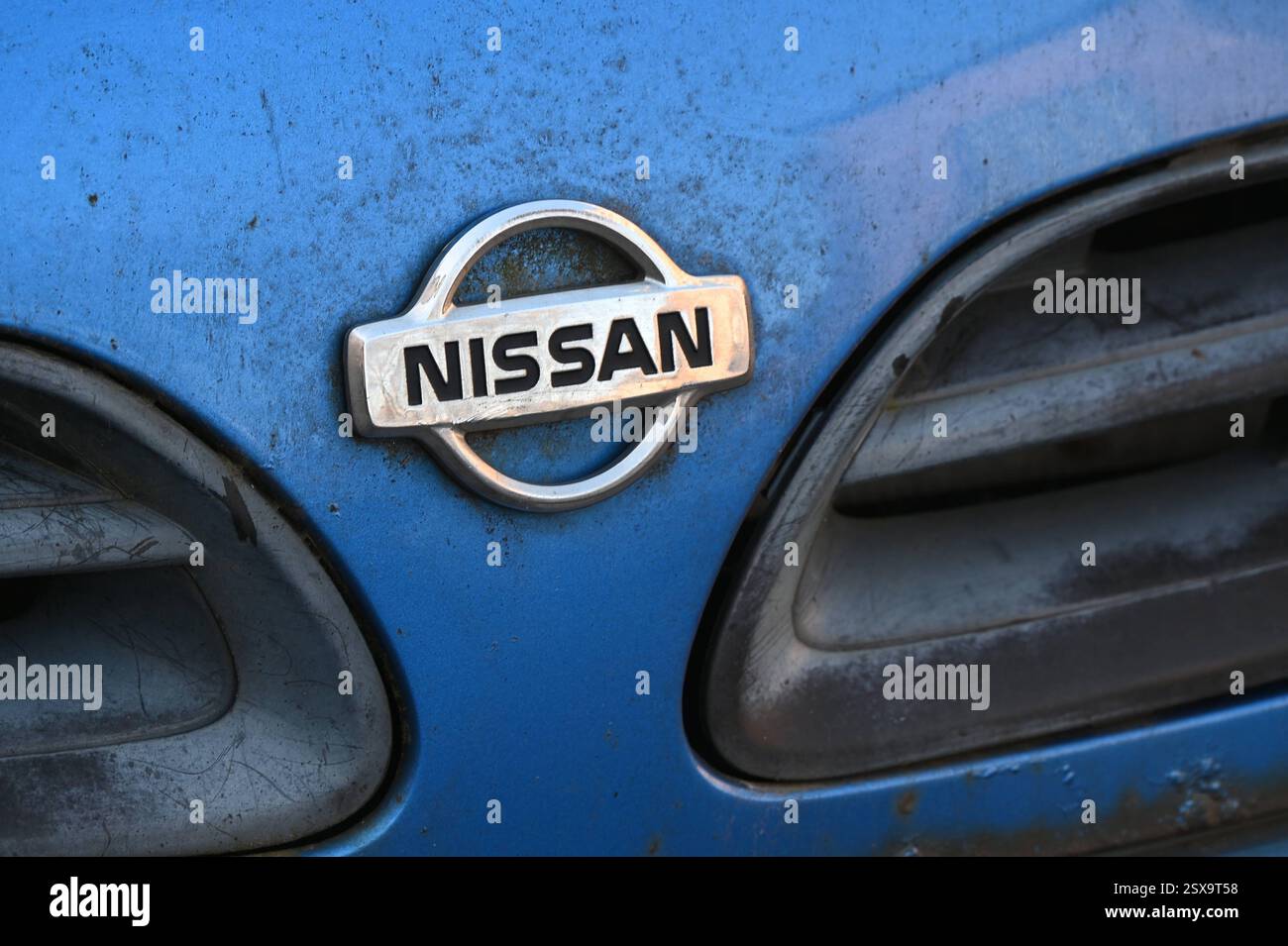 Logo, Schriftzug des japanischen Automobilhersteller NISSAN auf einem ...
