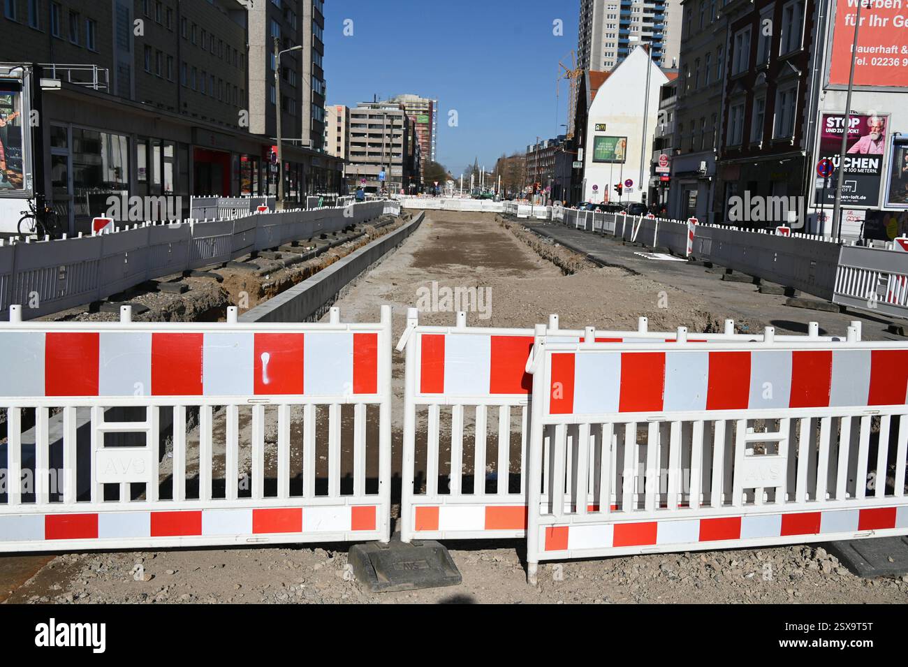 Baustelle, Absperrung, Absperrgitter, Absperrpfosten *** Construction ...