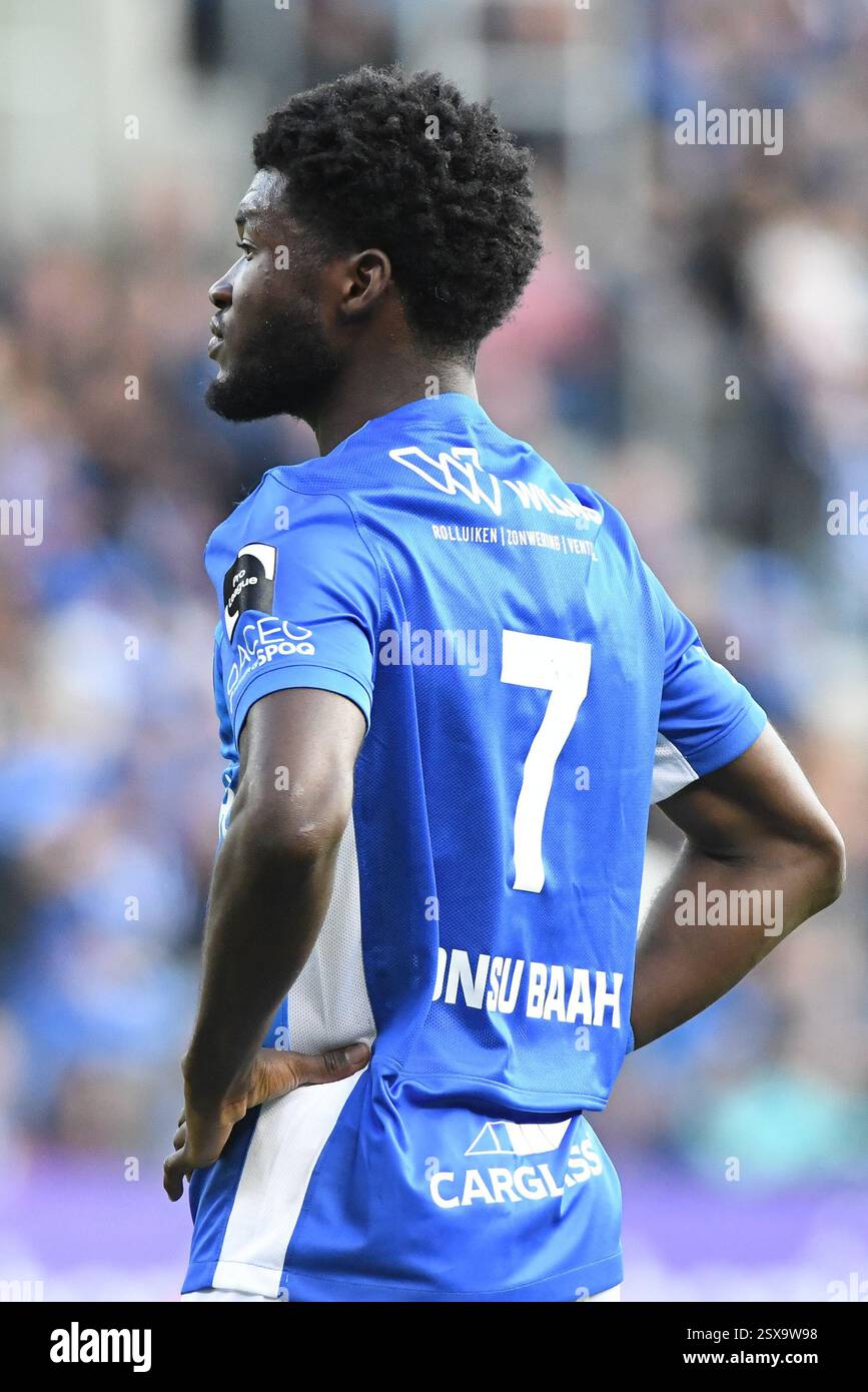 Genk's Christopher Bonsu Baah looks dejected during a soccer match ...