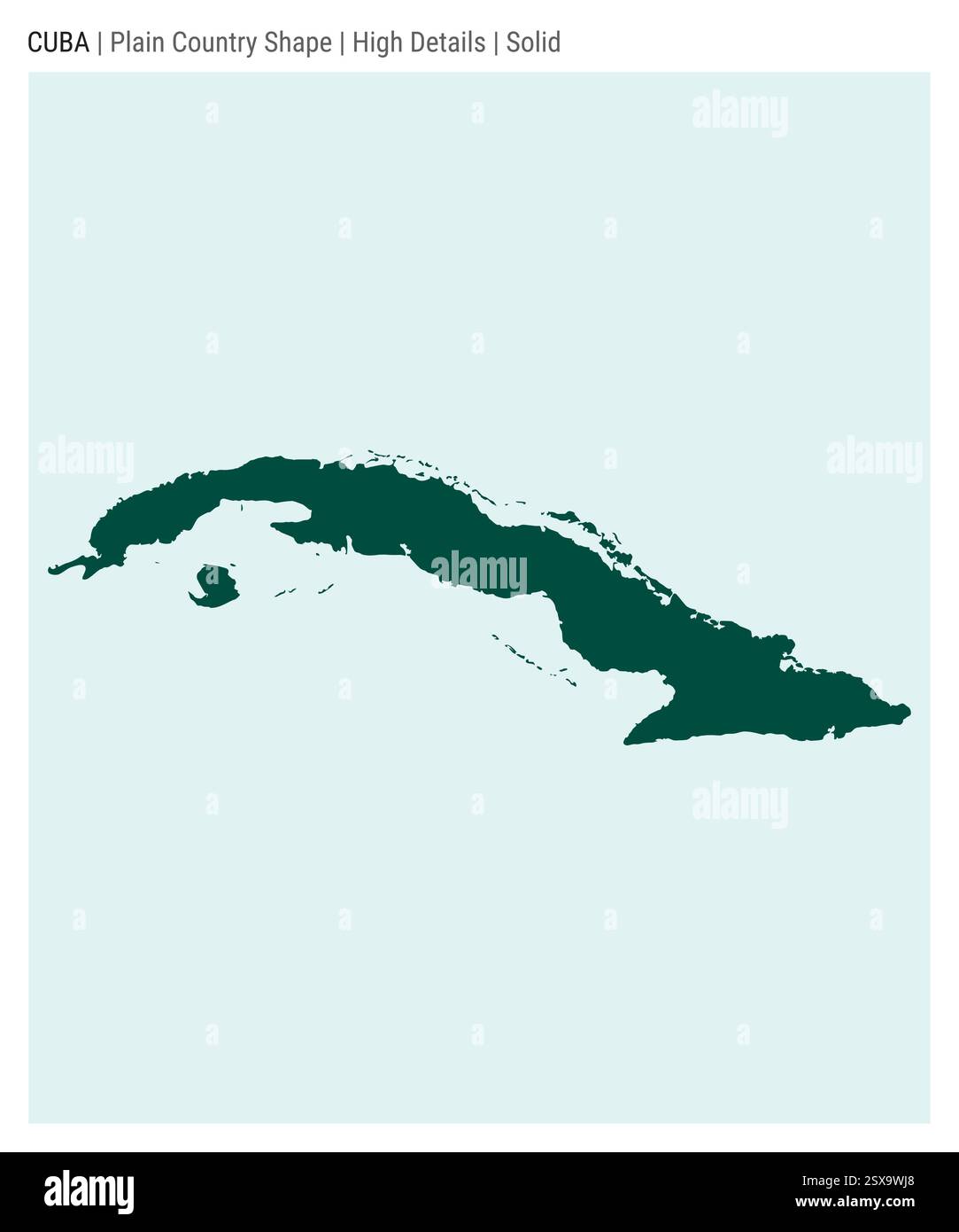 Cuba plain country map. High details. Solid style. Shape of Cuba ...