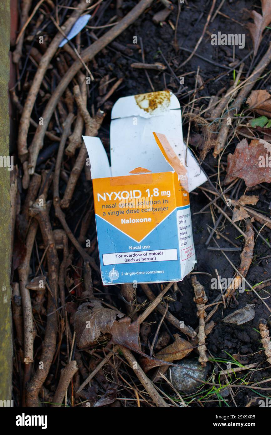 isolated discarded Nyxoid 1.8mg Naloxone prescription medicine ...