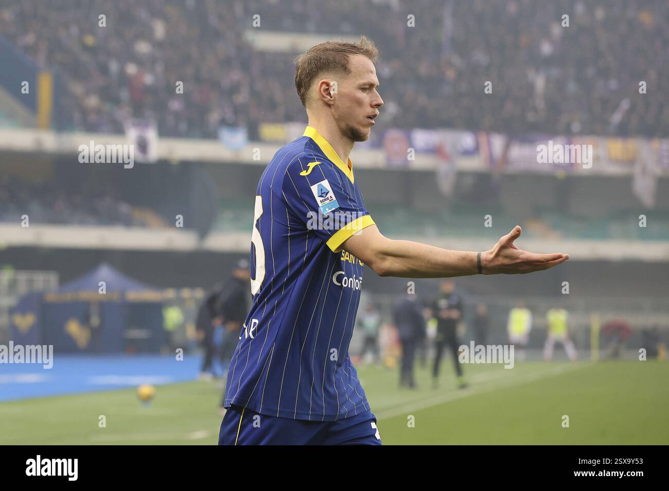 Verona, Italy. 23rd Feb, 2025. Ondrej Duda of Hellas Verona FC gestures during Hellas Verona FC ...