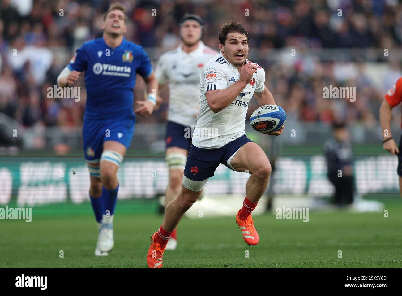 Rome, Italy - 23.02.2025: Antoine Dupont of France run with the ball to ...