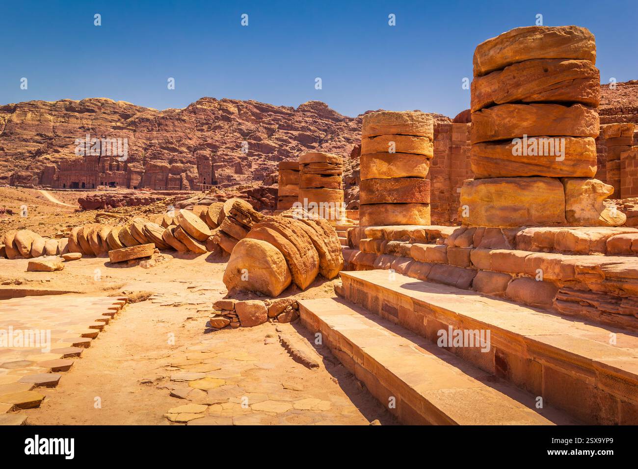 The ruins of Great Temple in the ancient Nabaean City of Petra, Jordan ...