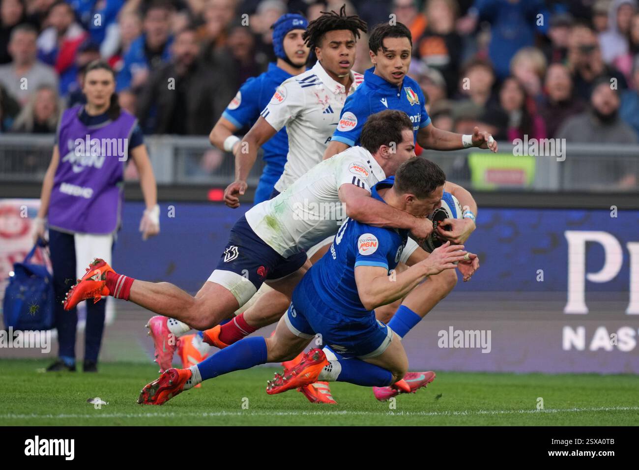 Italy's Paolo Garbisi gol during the Six Nations rugby union match ...
