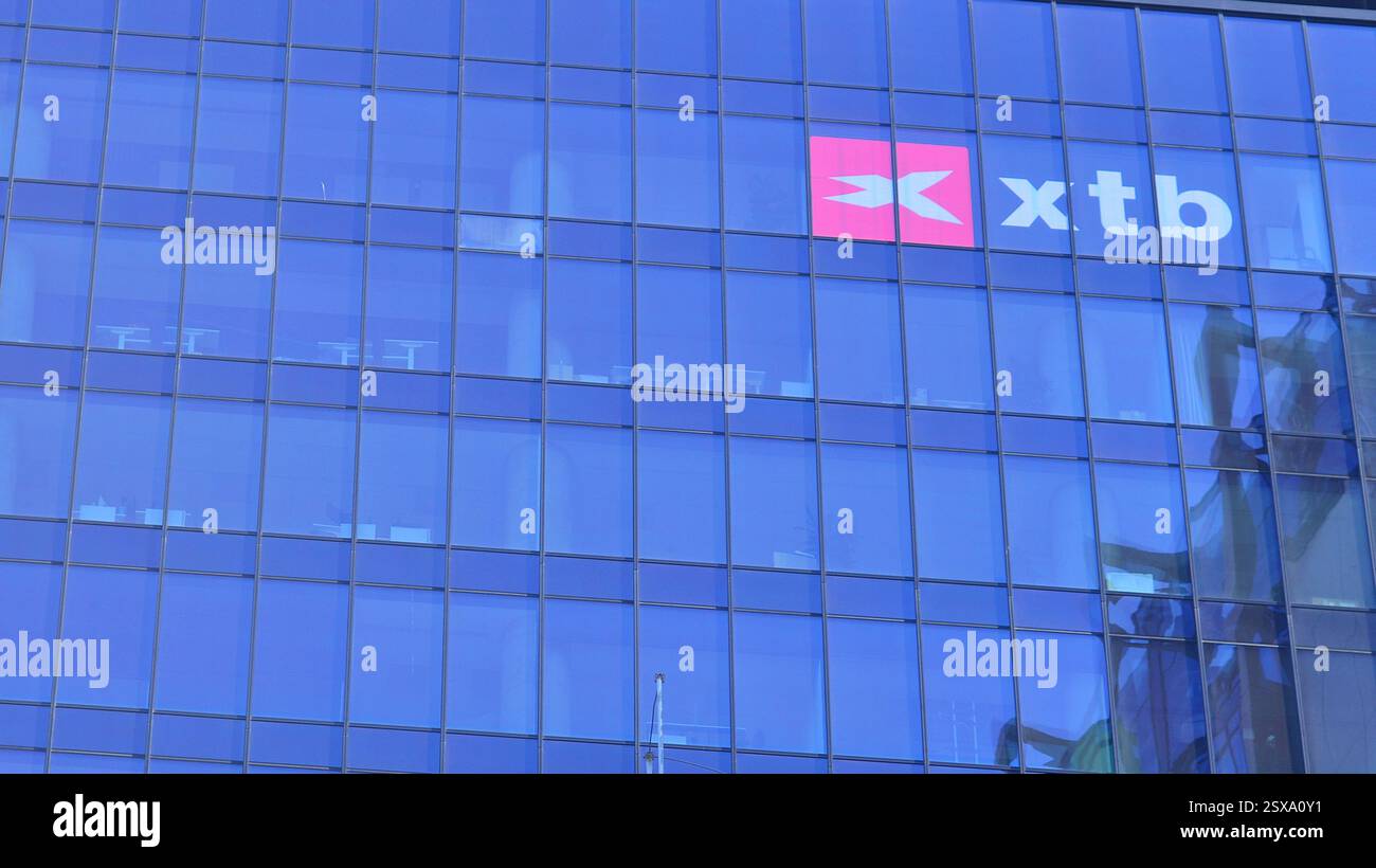 Warsaw, Poland. 22 February 2025. Urban landscape. XTB logo sign on ...
