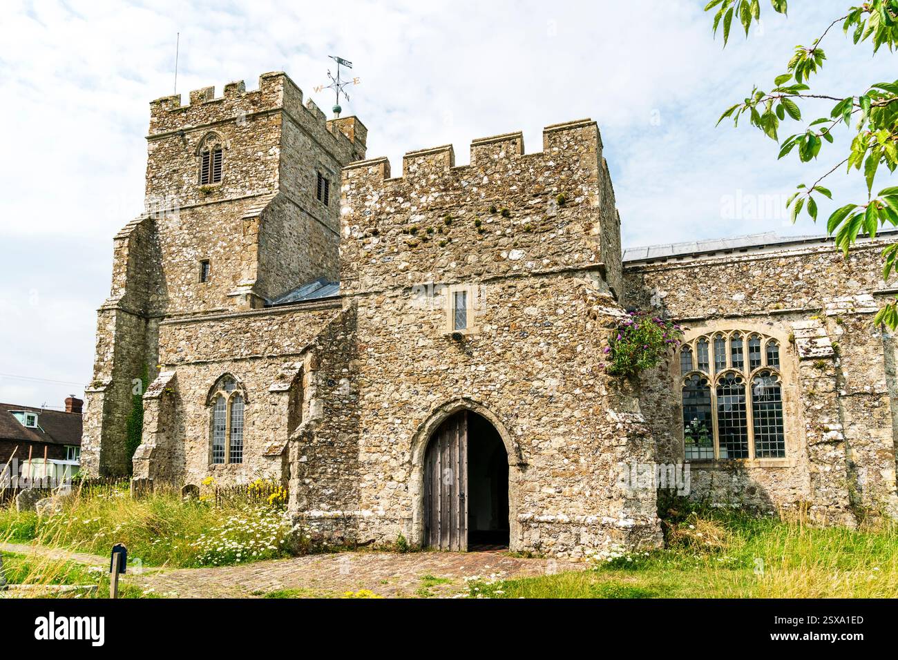 South side of the 14th century church of St George at Ivychurch on ...