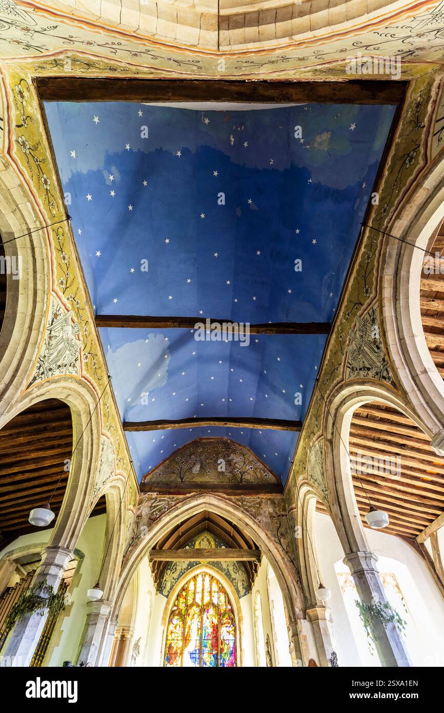 The 14th century church of St Andrew, Wickhambreaux. Interior view of ...