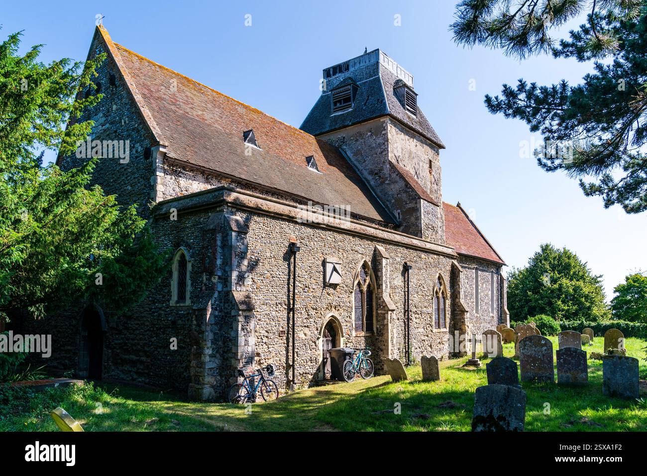 The Norman church of St Mary the Virgin in the Kent village of Chislet ...