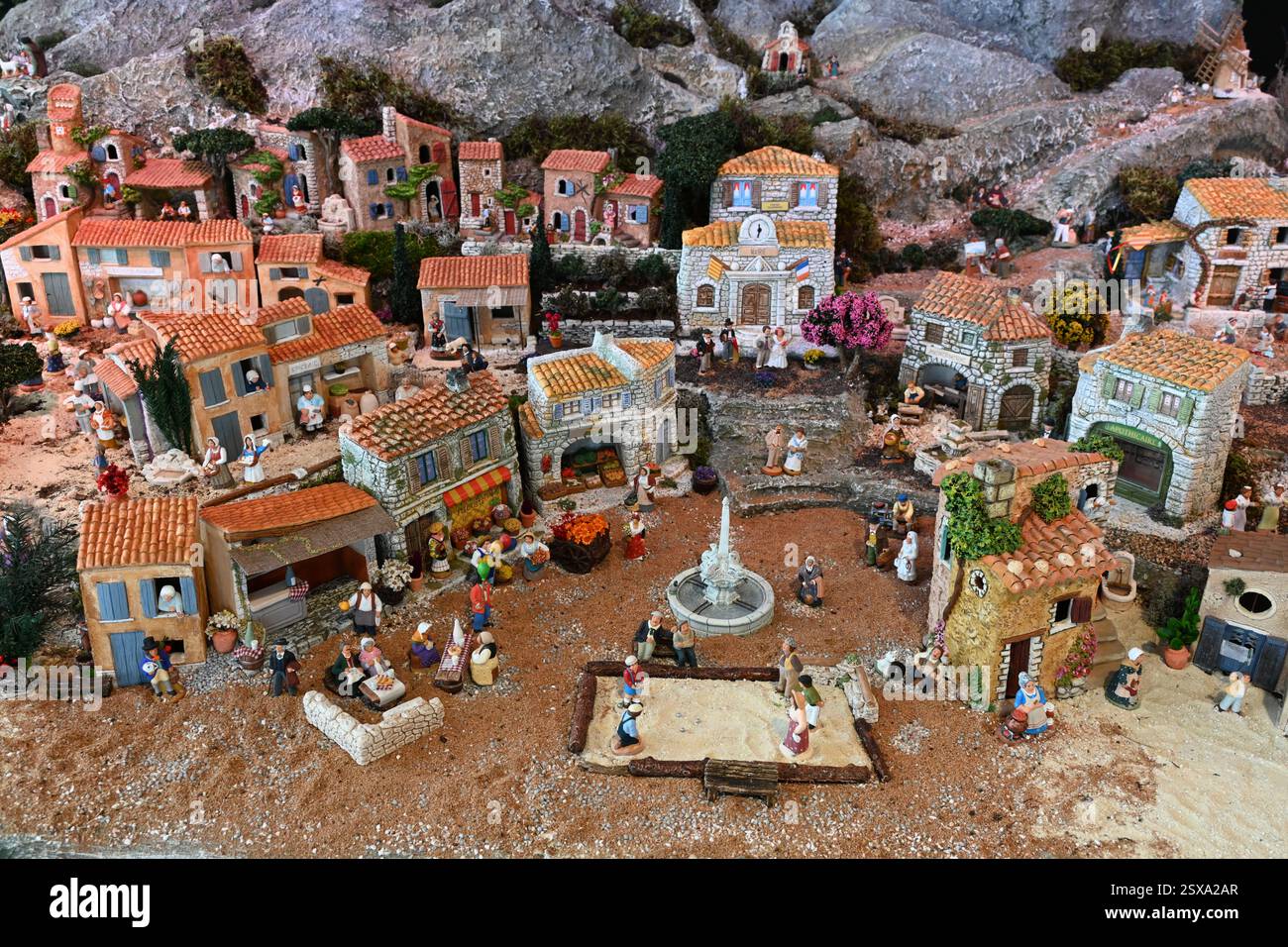Model of a Provençal Village or Miniature Village Composed of Santons ...