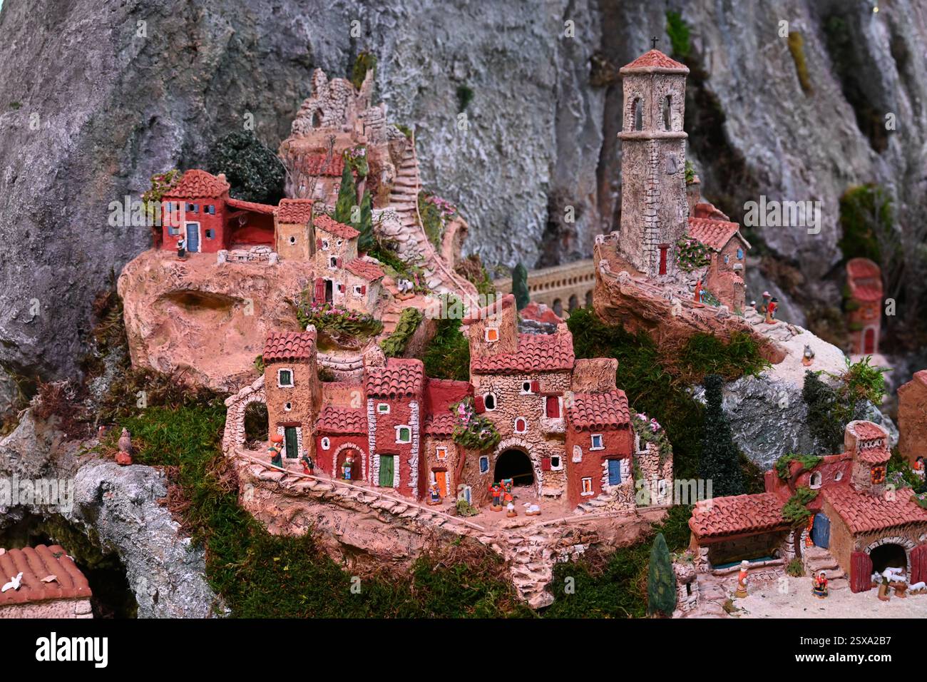 Model of a Provençal Village or Miniature Village Composed of Santons ...