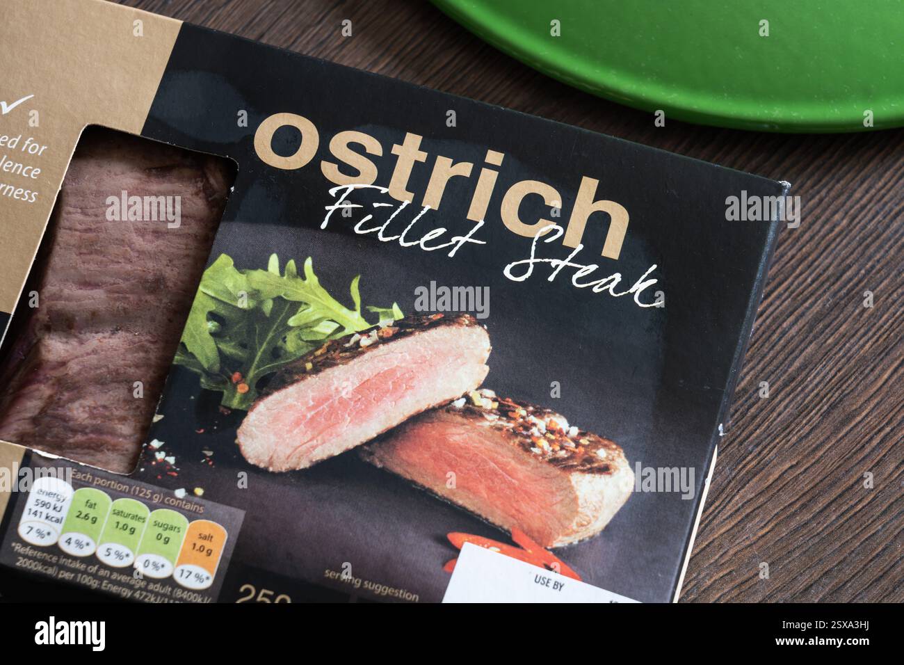 Ostrich fillet steak in a packet by Klein Karoo, UK. Ostrich meat is a ...
