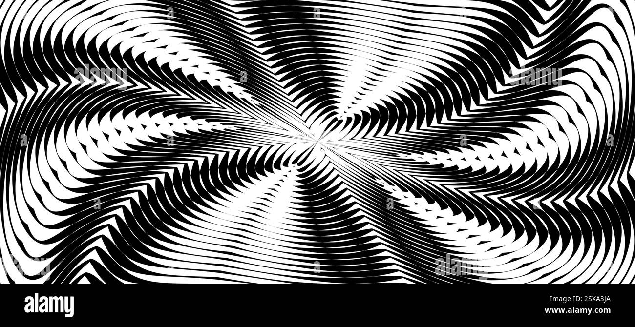 Deep Black Abstract Background with a Wavy Moire Effect. Decorative ...