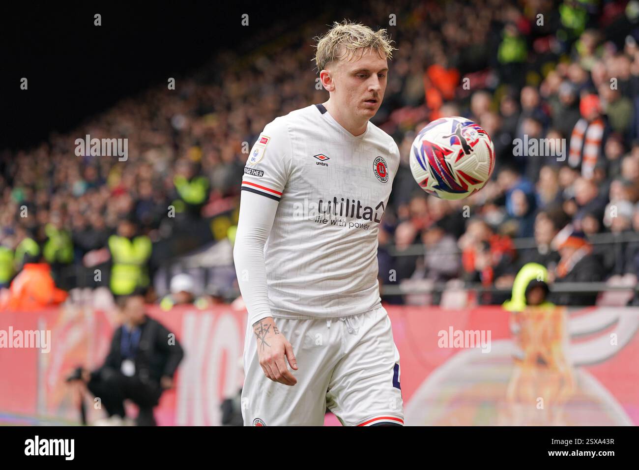 Alfie Doughty of Luton Town walking over to corner flag during the Sky ...