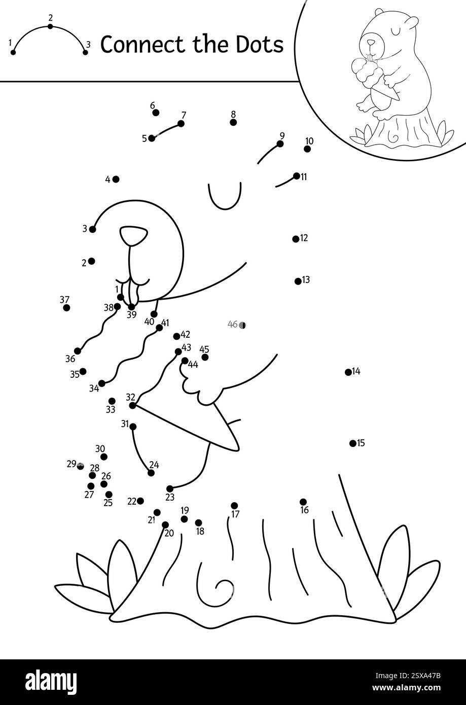 Vector line capybara dot-to-dot and color activity with cute animal ...