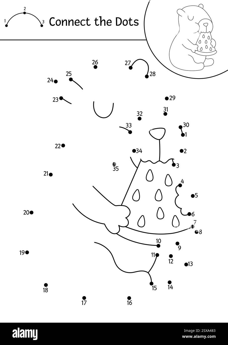 Vector line capybara dot-to-dot and color activity with cute animal ...