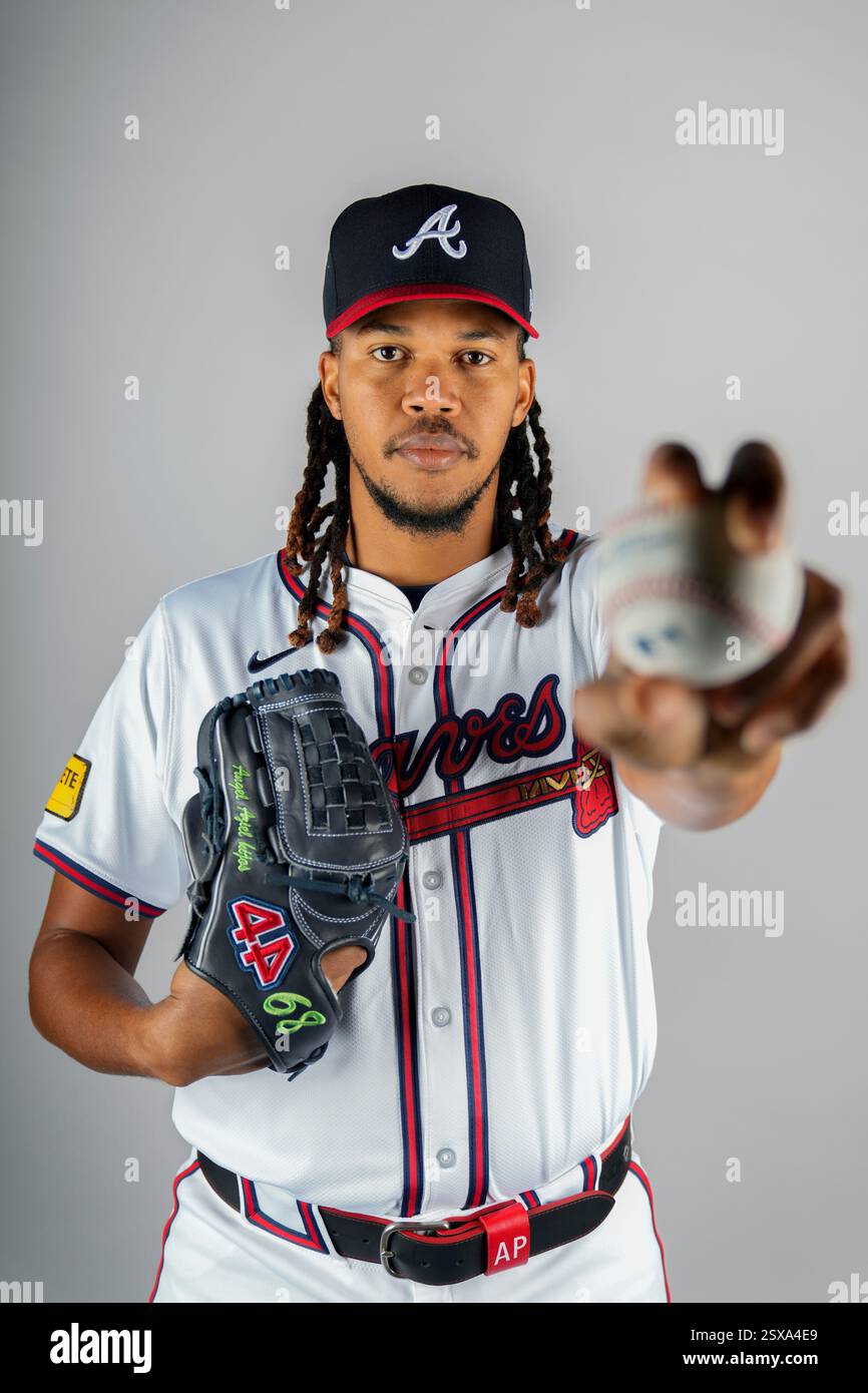 This is a 2025 photo of pitcher Angel Perdomo of the Atlanta Braves ...