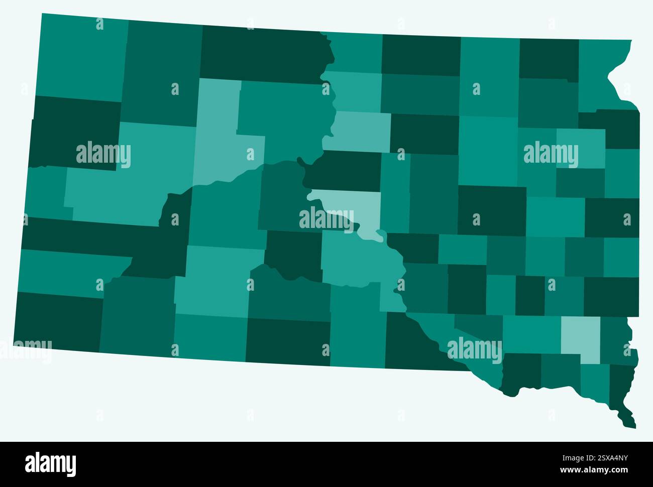 Map of South Dakota with counties. Just a simple state border map with ...