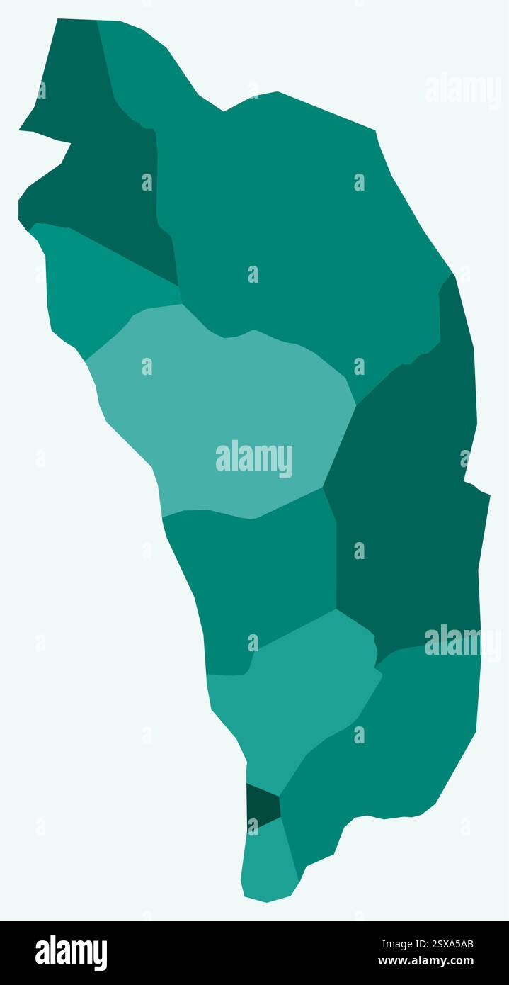 Map of Dominica with regions. Just a simple country border map with ...