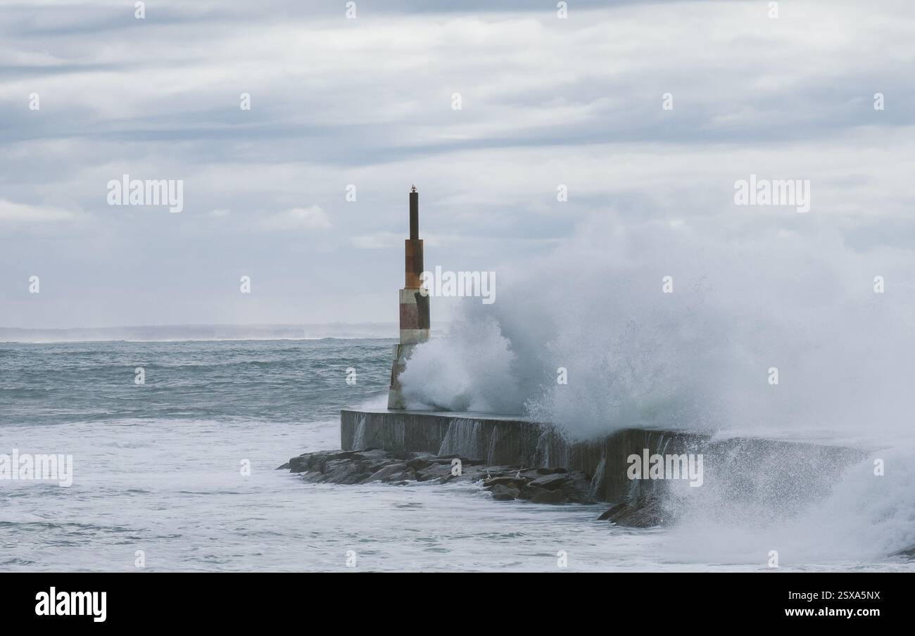 Huge waves crashing over Breakwater during winter storm Atlantic waves ...