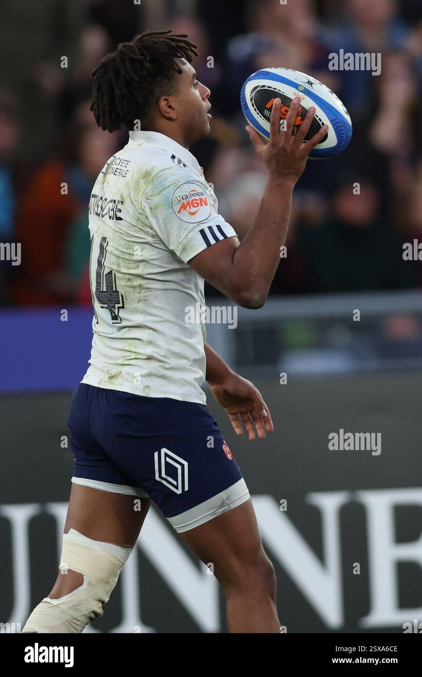Rome, Italy - 23.02.2025: Theo Attissogbe of France run with the ball ...