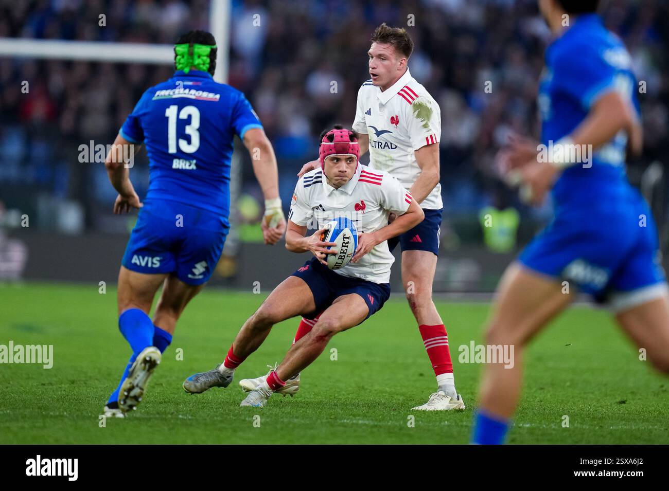 Luois Bielle-Biarrey of France and Juan Ignacio Brex of Italy during ...