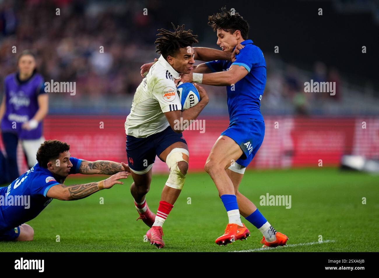 Theo Attissogbe of France and Ange Capuozzo of Italy during the ...