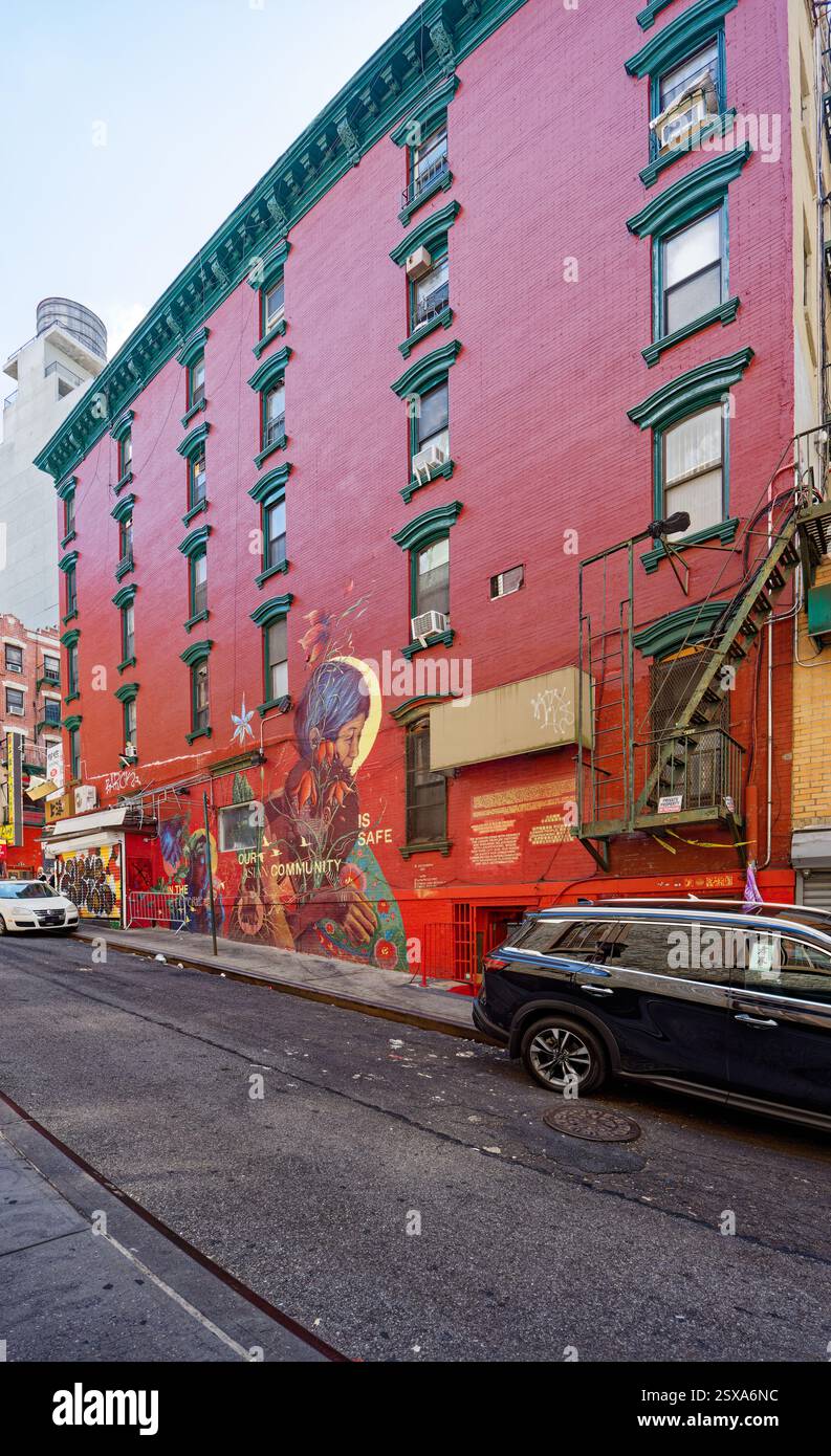 The mural “In The Future Our Asian Community Is Safe” is painted on the ...