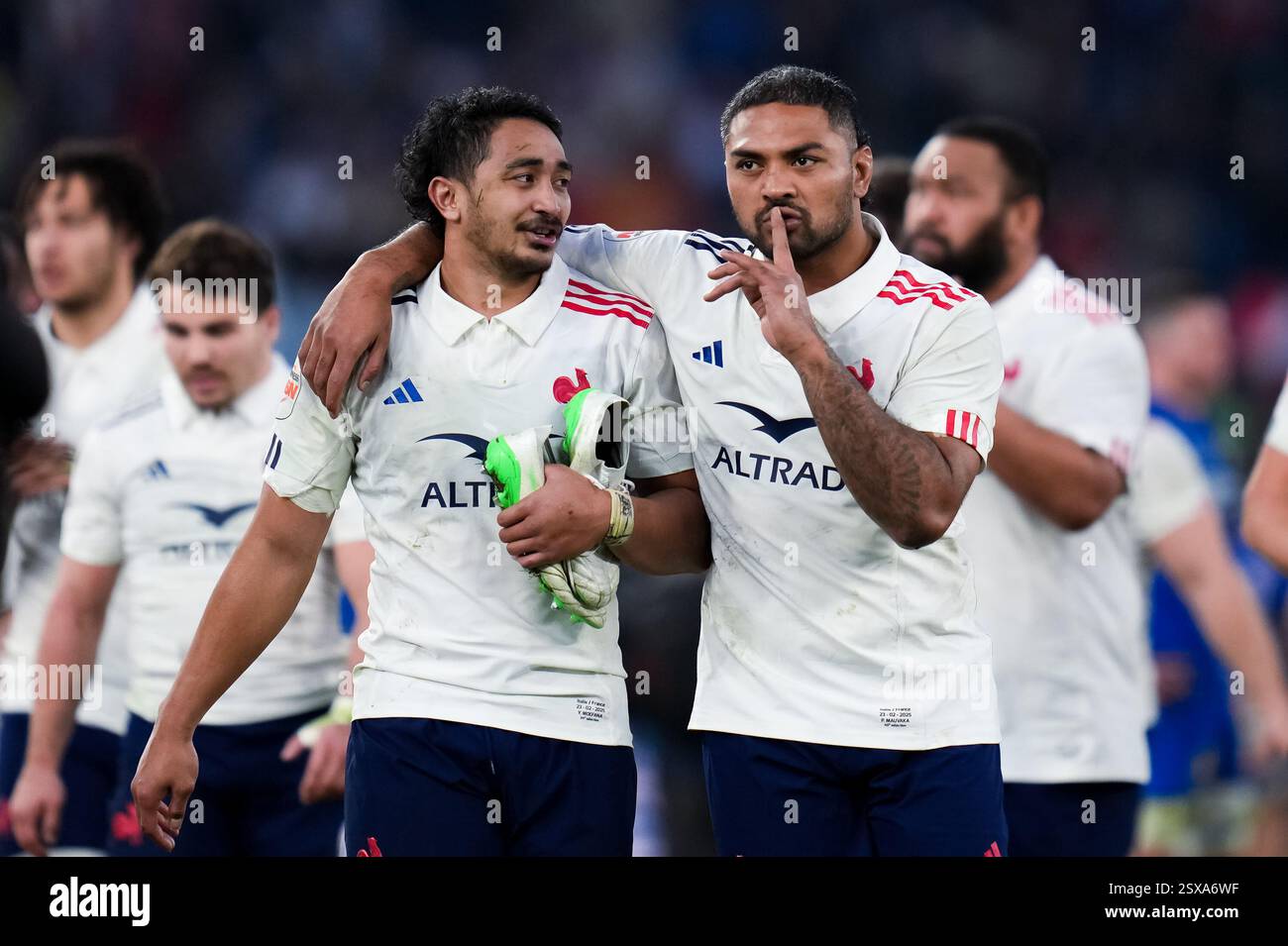Rome, Italy. 23rd Feb, 2025. Yoram Moefana of France and Oscar Jegou ...
