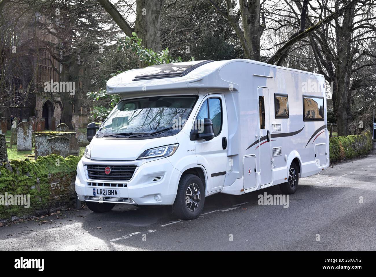 FIAT ROLLER Team AUTOROLLER 747 parked at the roadside in England, UK ...
