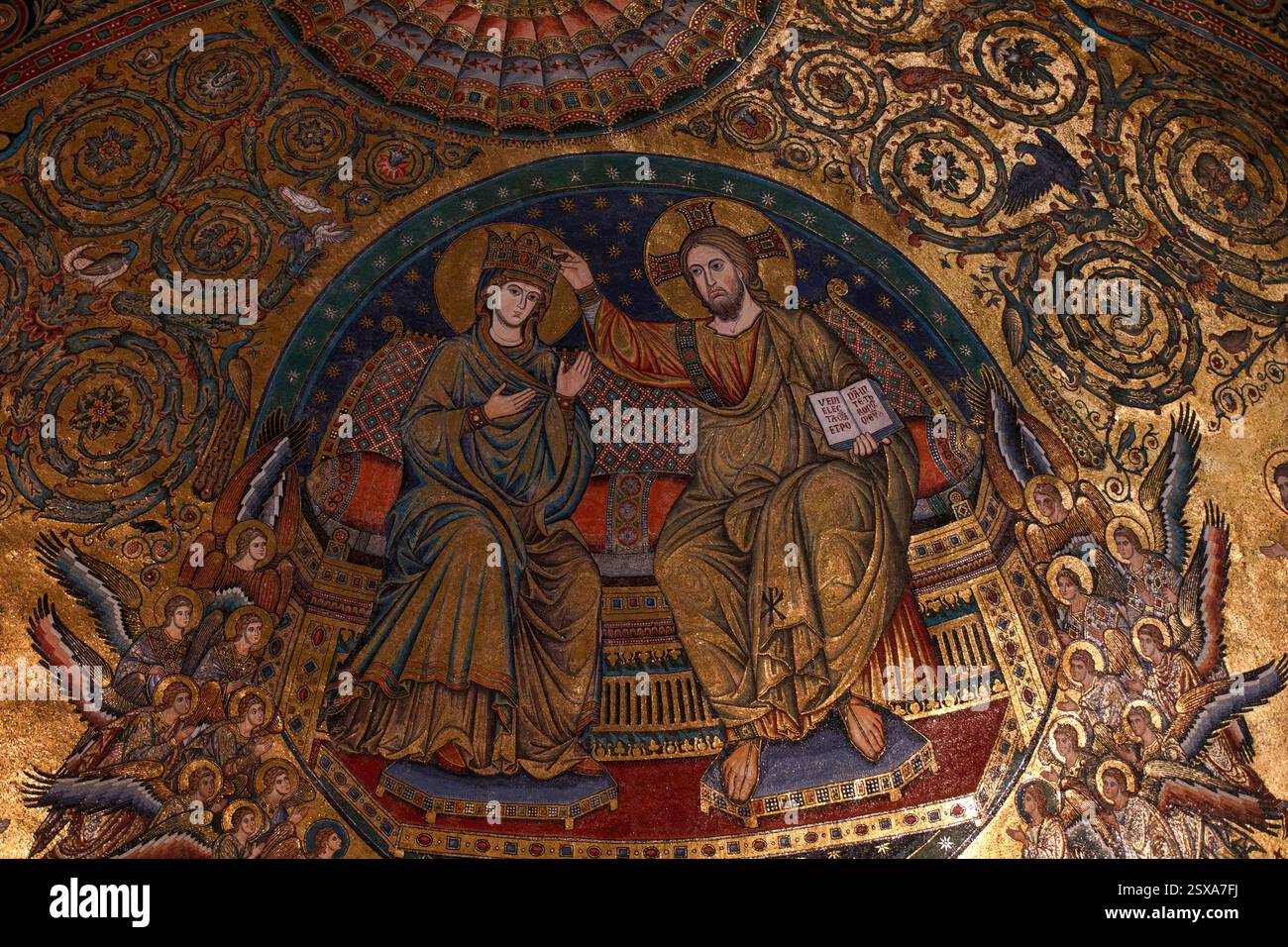 The mosaic of the Coronation of the Virgin in the apse of the basilica ...