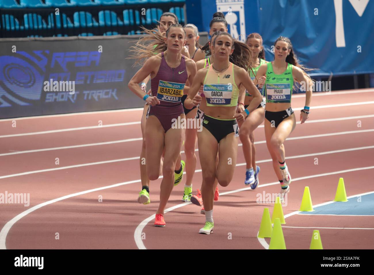 Madrid, Spain, 23rd February, 2025: Athlete Daniela García (New Balance Team, 3R) leads the 800m ...