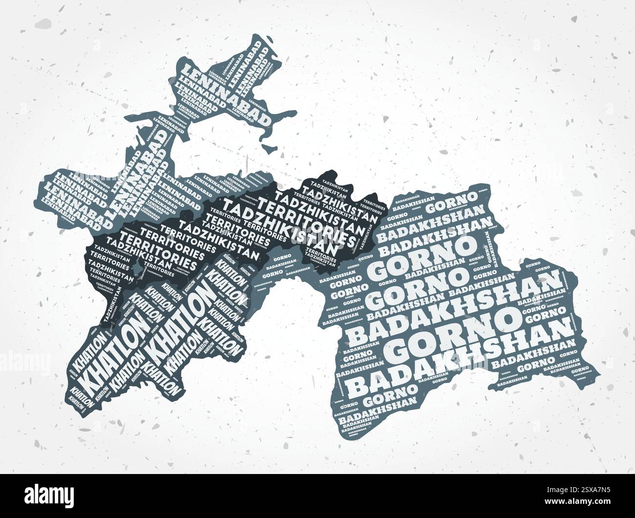 Tajikistan regions word clouds. Country shape on textured background ...