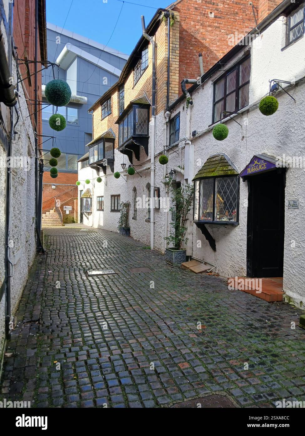 Castle Court one of the the Historic alleyways in the Shropshire town ...