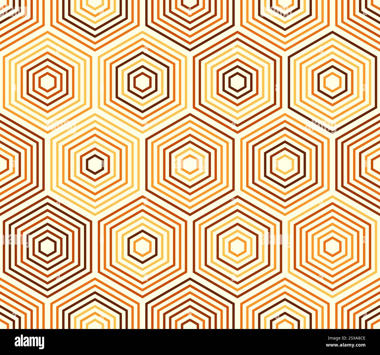 Hexagon background. Stacked hexagons mosaic pattern. Orange color tones. Large hexagons ...