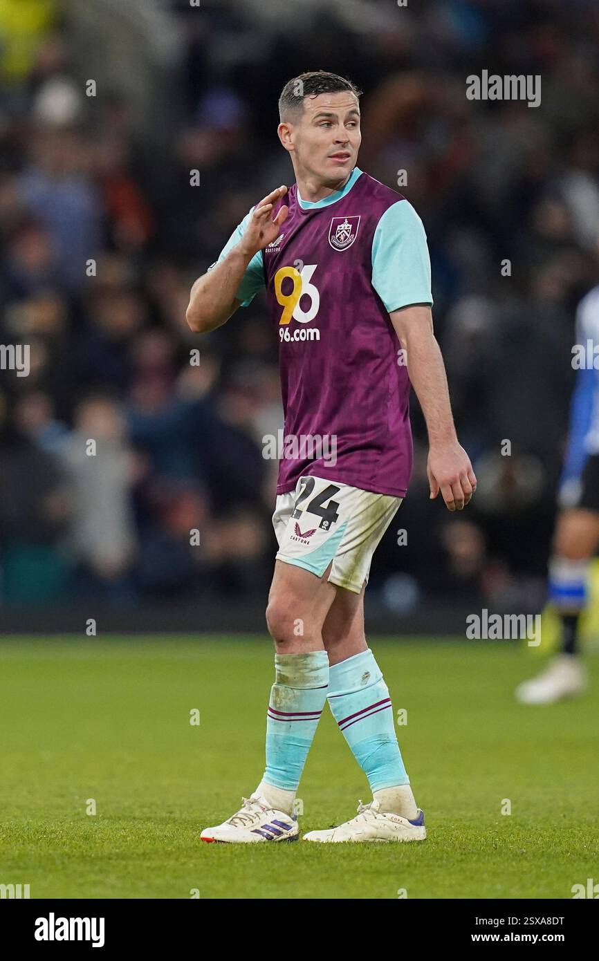 Burnley, UK. 21st Feb, 2025. Burnley midfielder Josh Cullen (24) during ...