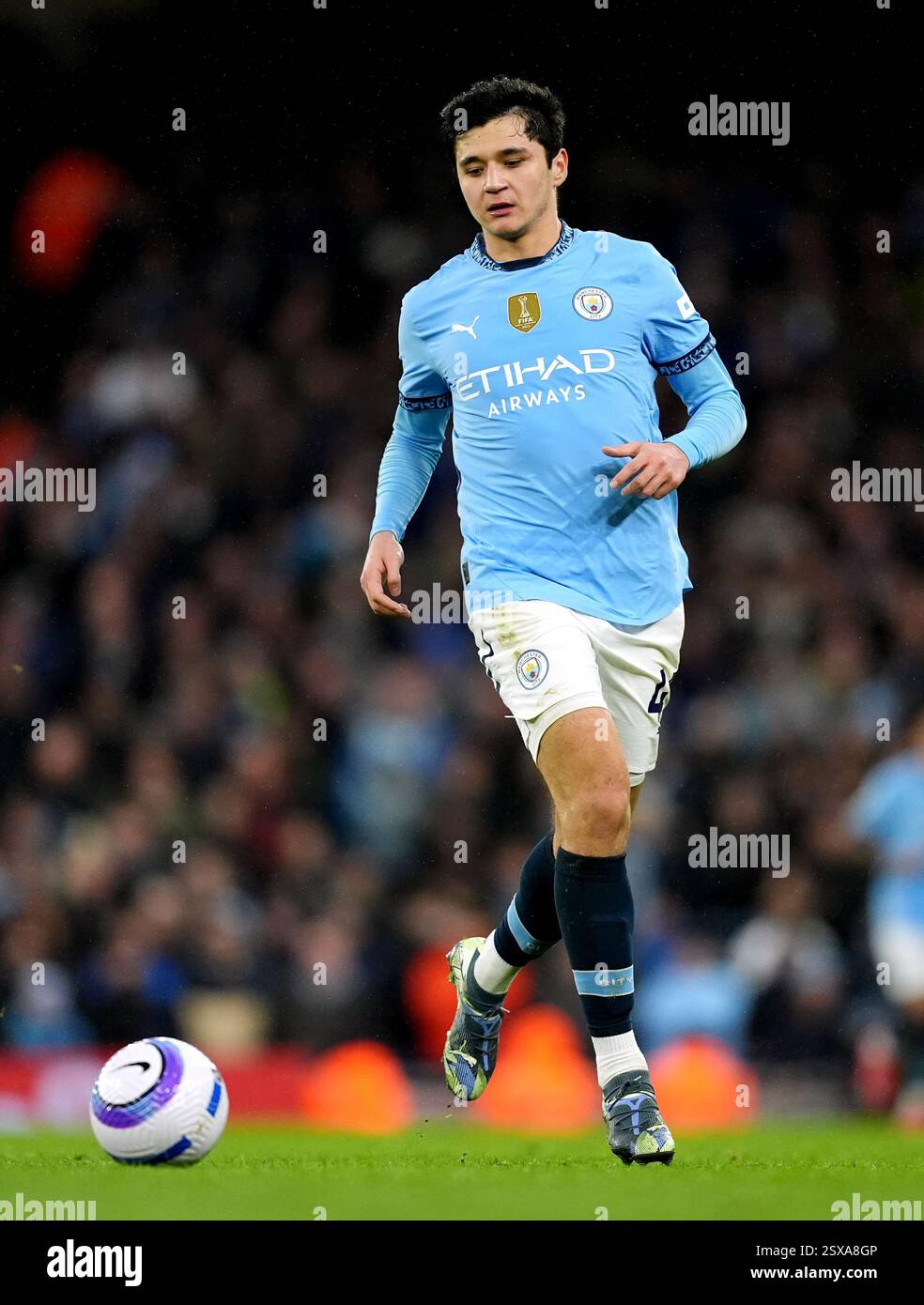 Manchester City's Abdukodir Khusanov during the Premier League match at ...