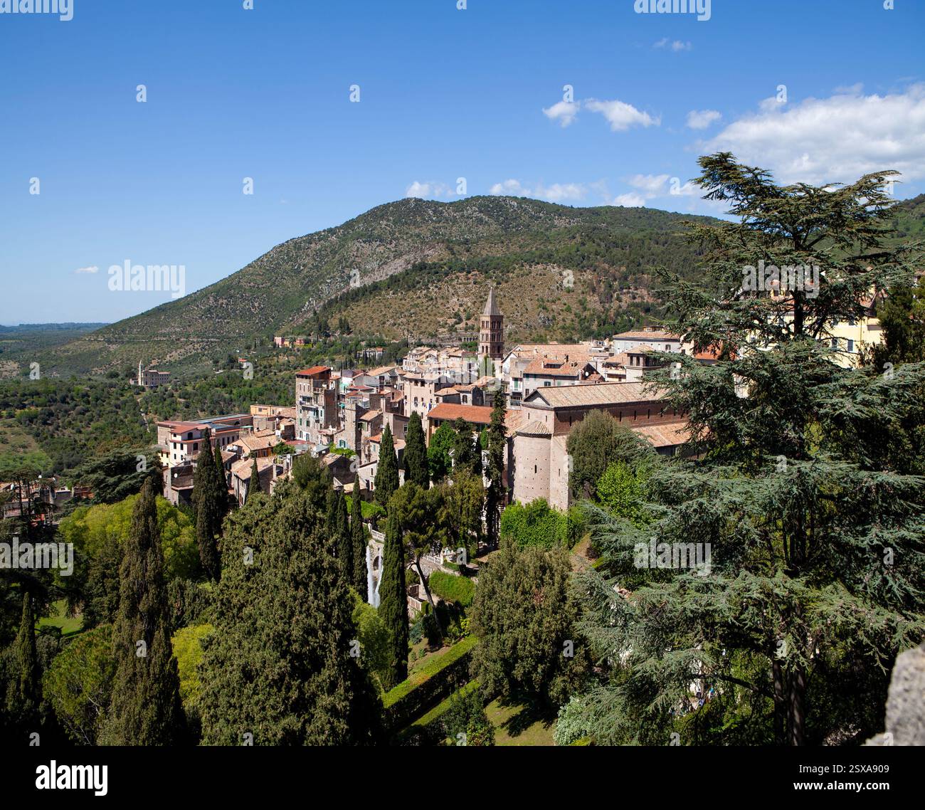 A view across the town of Tivoli, a few kilometres outside Rome and ...