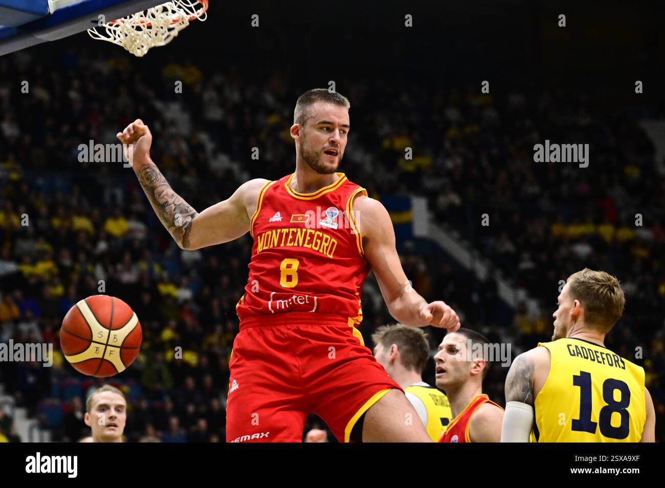 STOCKHOLM, SWEDEN 20250223Montenegro's Dino Radoncic scores during the ...