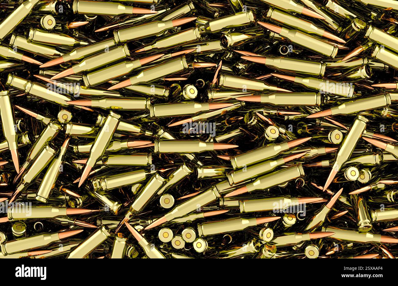 Assault rifle bullets background, wallpaper. 3D rendering Stock Photo ...