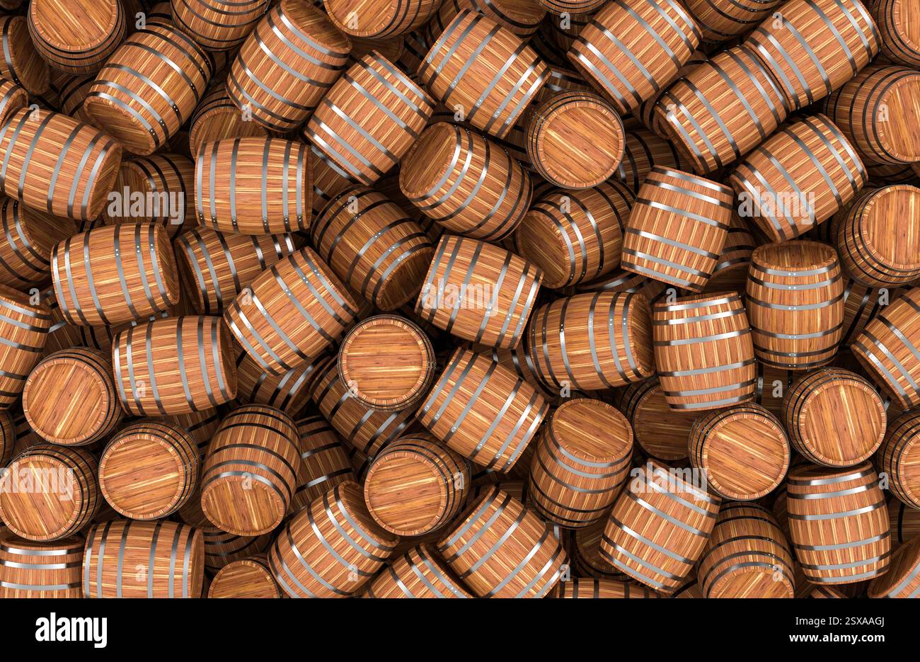 Wooden barrels background, wallpaper. 3D rendering Stock Photo - Alamy